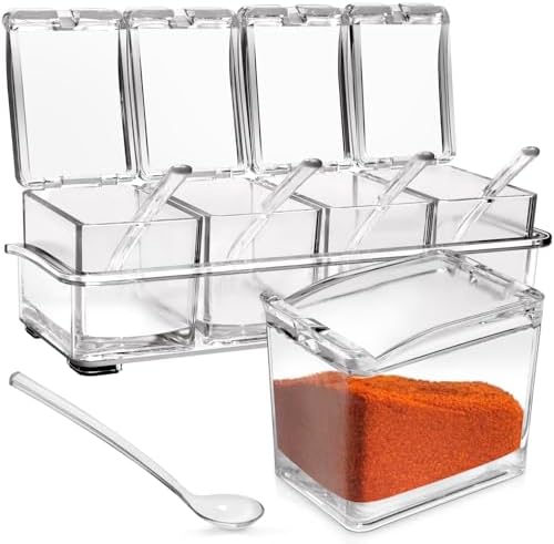 Amazon.com: Faxco 4-Cell Clear Seasoning Rack Spice Box, Storage ...