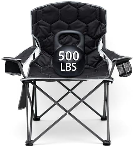 Amazon.com: LivingXL 500-lb. Capacity Heavy-Duty Portable Chair Black ...