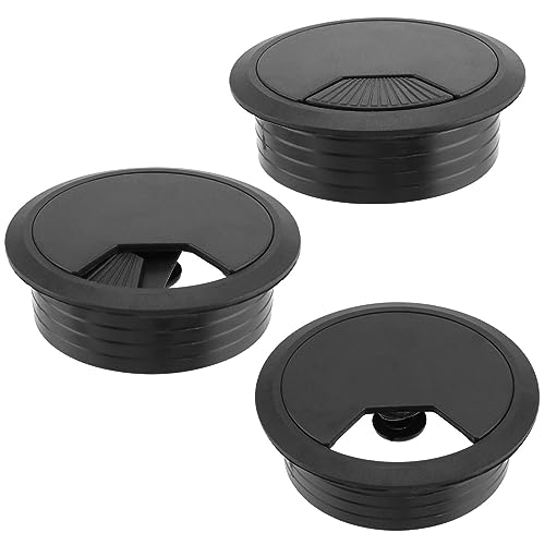 SINJEUN 30 Pcs 60mm Black Desk Grommet with Hole Saw, Round Cord Cable ...