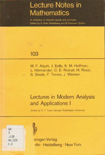 Lectures in Modern Analysis and Applications, I. Lecture Notes in ...