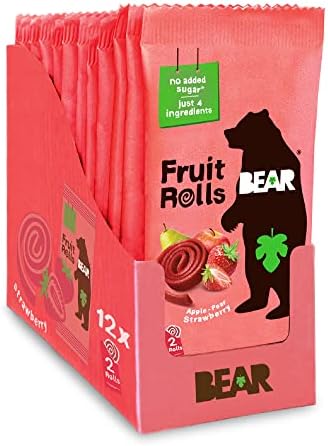 Amazon.com: BEAR Real Fruit Snack Rolls - Gluten Free, Vegan, and Non ...