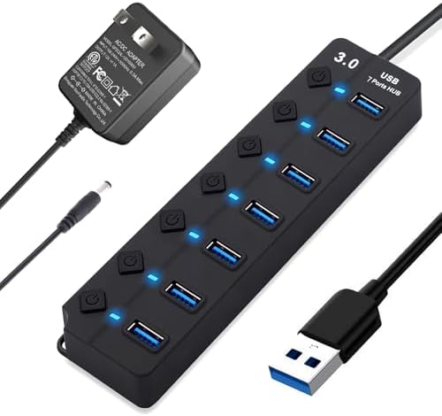 Amazon.com: USB 3.0 Splitter, 7-Port USB 3.0 Hub with Individual Power ...