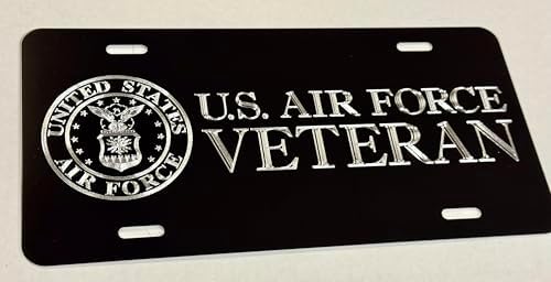 Amazon.com: Bold Engraved US Air Force Veteran Aluminum Metal Black ...