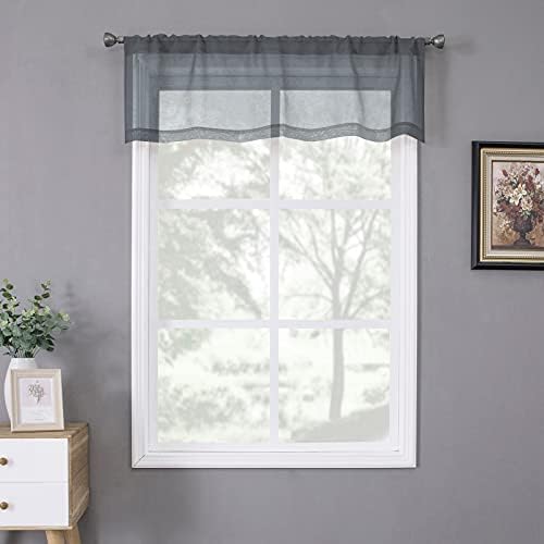 Amazon.com: Tollpiz Sheer Valance Linen Textured Bedroom Valance ...
