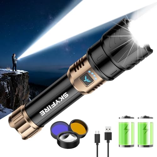 SKYFIRE Rechargeable Flashlights High Lumens with Ignition Lens &3 ...