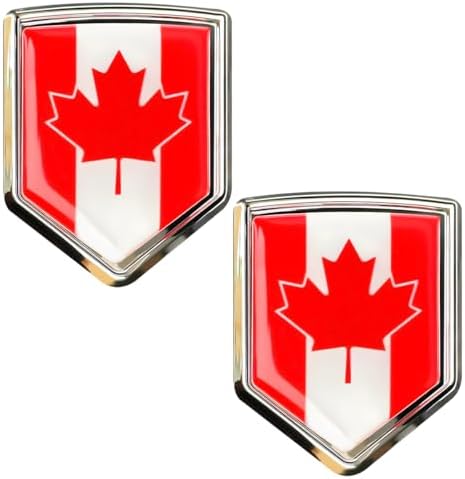 TSUGAMI Canada Flag Shield Car Sticker, 2PCS 3D Vehicle National ...