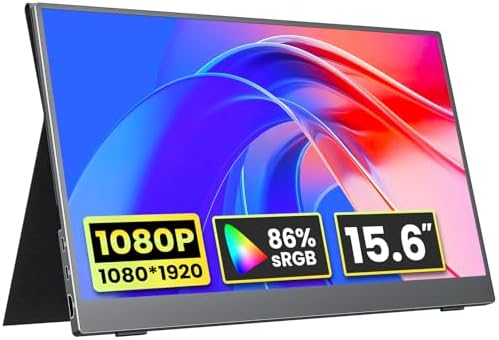 Amazon.com: VOKENSU Portable Monitor, 15.6" FHD USB C HDMI Travel Monitor w/Builtd-in Battery ...