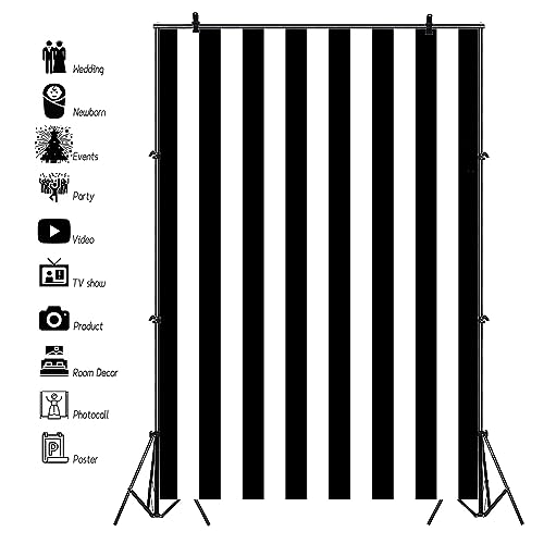 YongFoto 5x7ft Vinyl Photography Backdrop Black White Stripes Vertical ...