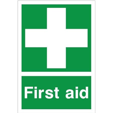 First Aid In The Event Of An Accident Sign (Self Adhesive Vinyl, 150mm ...