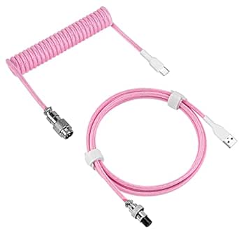 GEEKRIA Coiled USB-C Gaming Keyboard Cable with Aviator Connector Cord ...