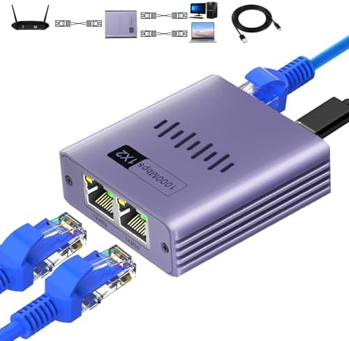Amazon.com: Pushua Gigabit Ethernet Splitter - 1 in 2 out, High Speed ...