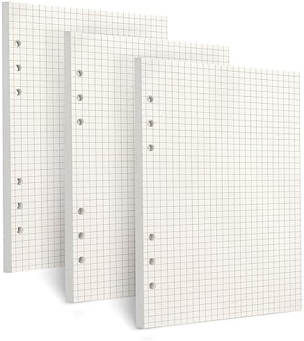 Toplive A5 Refill Paper, 3 Pack Thick 100GSM Squared Paper, 270 Pages ...