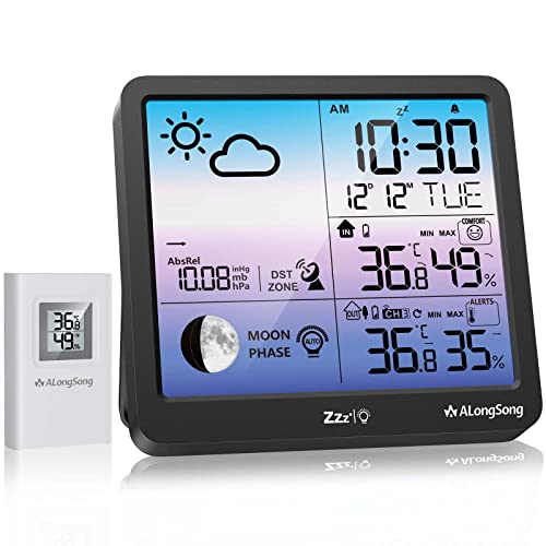 Weather Stations with Outdoor Sensor Wireless, RCC Radio Wave Signal ...