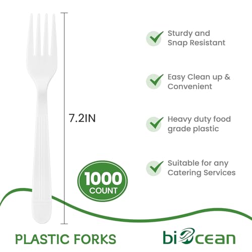 Snapklik.com : Biocean Plastic Forks Extra Heavy Duty Disposable Fork ...