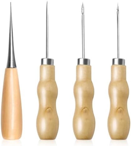 4 Pcs Wooden Handle Awl Gourd Shape Awls Tailors Awl Punch Awl Wood ...