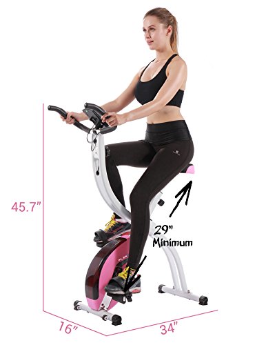 PLENY Foldable Upright Stationary Exercise Bike with 16 Level ...