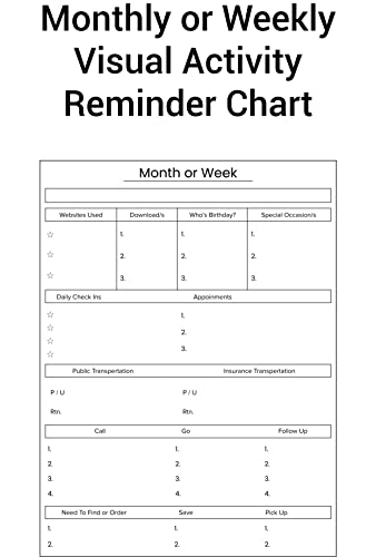 Monthly or Weekly Visual Activity Reminder Chart: Organizer eBook ...