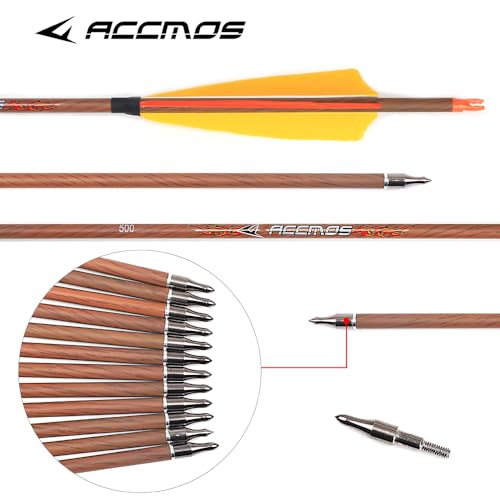 ACCMOS 12 pcs Archery Arrows ID 6.2 mm Spine 350 400 450 500 600 700 ...