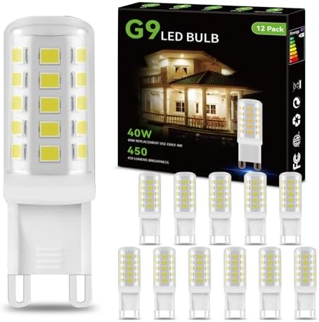 dalattin G9 LED Light Bulbs, 6000K Daylight White G9 Base Bulbs 4W, 40 ...