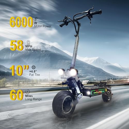 ZO01 Pro Electric Scooter 6000W 58 MPH, 60V35Ah 60 Miles Range, Dual ...