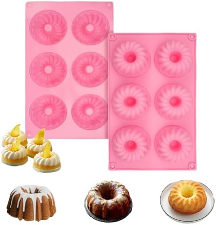 HIKPACKER Mini Bundt Cake Mould, Silicone, Pack of 2 Cake Moulds ...
