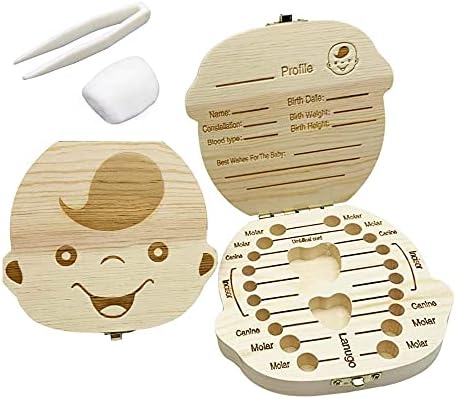 PAMBO Baby Tooth Fairy Box, First Keepsake Case for Kids - Wooden Tooth ...
