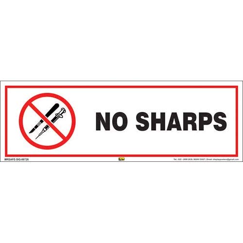 Mr. Safe - No Sharps Sign Eco Vinyl Sticker (12 Inch X 4 Inch) : Amazon ...