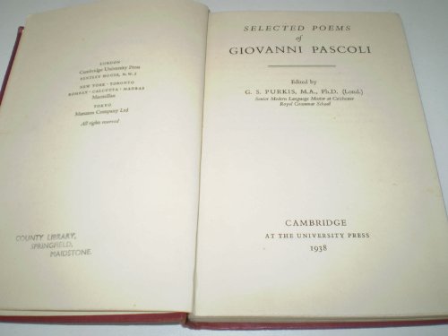 Selected poems of Giovanni Pascoli,: Pascoli, Giovanni: Amazon.com: Books