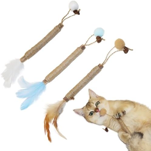 Amazon.com : MECOOL Cat Silvervine Sticks Chew Toys,Catnip Feather Toy ...