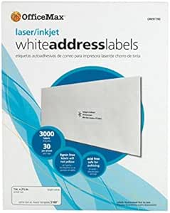 Amazon.com : OfficeMax Multipurpose Labels, 1"x2-5/8",White : All ...