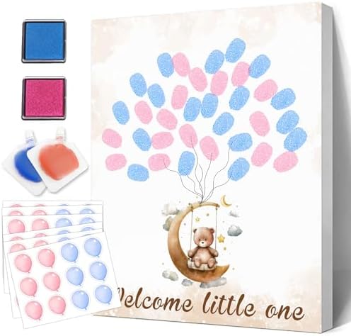 Amazon.com: Pasimy Gender Reveal Fingerprint Tree Boy or Girl Party ...