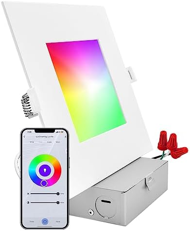 Amazon.com: LUXRITE Iluminación empotrable LED inteligente cuadrada de ...