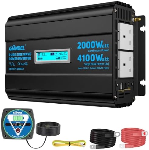GIANDEL 2000W Pure Sine Wave Power Inverter DC 12V to AC 240V ...