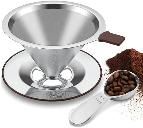Amazon.com: LHS Pour Over Coffee Dripper Stainless Steel Coffee Filter ...
