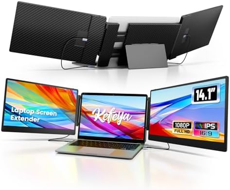 KEFEYA Triple Écran Moniteur Portable 14,1" avec Métallique Robuste ...
