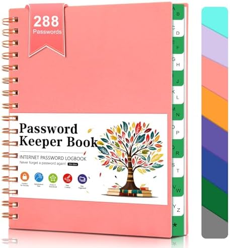 Amazon.com : Spiral Password Book with Alphabetical Tabs, A6 Small ...