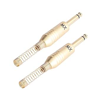 MX Phono TS 6.35mm (1/4) Mono Male Connector Fully Gold Plated with Spring loaded metal cap ...