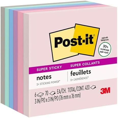 Amazon.com : Post-it Super Sticky Notes, 3-inch x 3-inch, Wanderlust ...