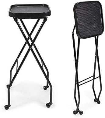 Amazon.com: CALEB Fold-A-Way Salon Service Tray BLACK Rolling Service ...