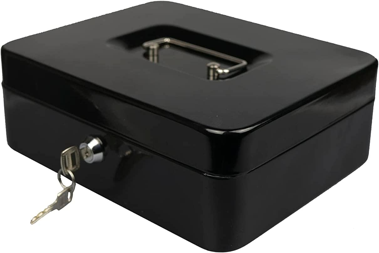 Q-Connect Cash Box 10 Inch Black : Amazon.co.uk: Stationery & Office ...