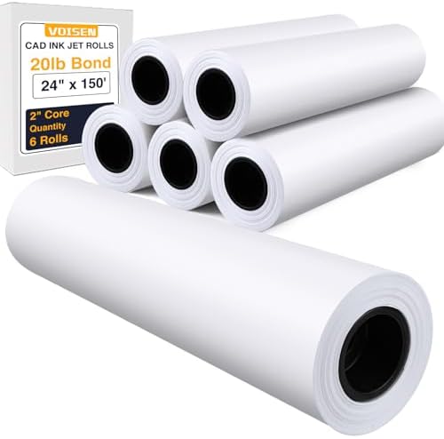 Amazon.com : VOISEN Wide Format Paper,6 Rolls Plotter Paper 24 In x 150 ...