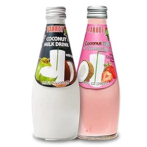Amazon.com: Parrot Coconut Milk Drink Original and Strawberry with Pulp 290ml (Total Pack of 24 ...