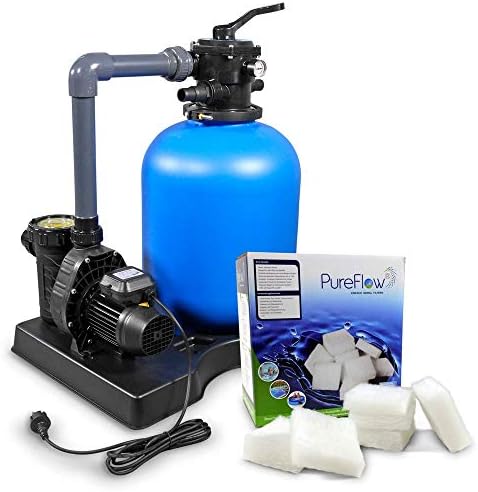 OKU Pool Filteranlage Bali Premium 400 mit 6-Wege Ventil Aqua Plus 8 Filterpumpe bis 40m³ und ...