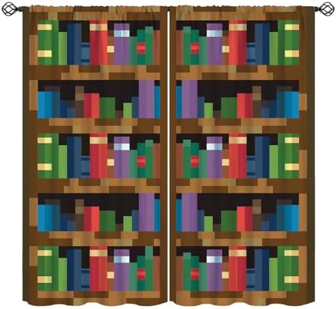 Amazon.com: Pixelated Bookshelf Curtain for Kids, Shelf with Books in ...