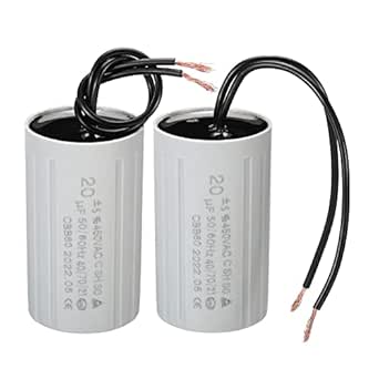 PATIKIL CBB60 20uF Running Capacitor,2pcs AC 450V 2 Wires 50/60Hz Cylinder 70x40mm for Water ...