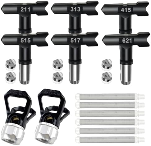 15 Pieces Airless Paint Sprayer Tips Set, 6 Reversible Spray Nozzle ...