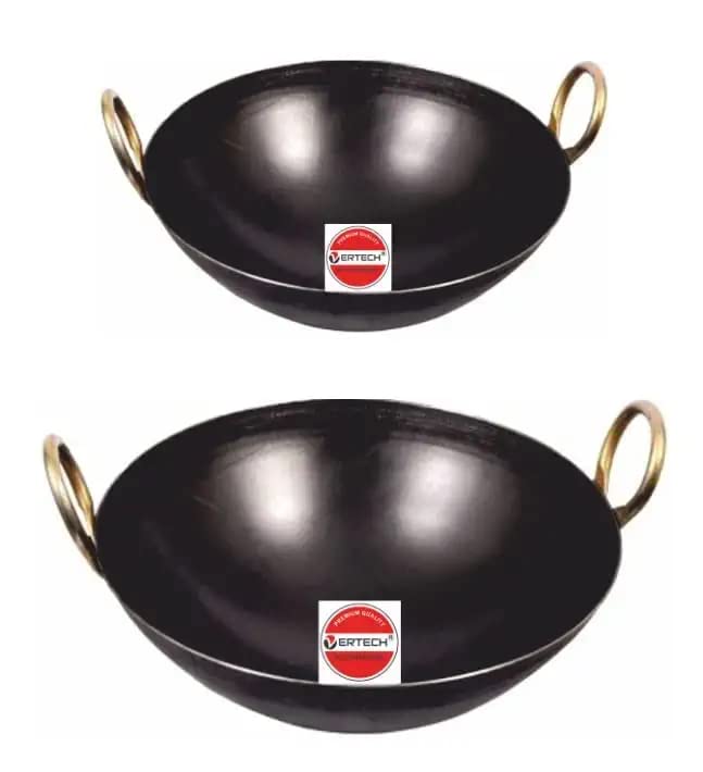 Buy VERTECH® Cookware Pre Seasoned Iron Kadai/ Kadhai for Cooking and Deep Frying| Loha Kadai ...