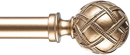 KAMANINA Luxury Gold Curtain Poles for Eyelet Curtains 80 to 292 cm, 22 ...