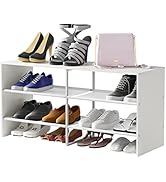 Amazon.com: 6-Tier Shoe Rack Wooden with Non-woven Fabric, Stackable ...