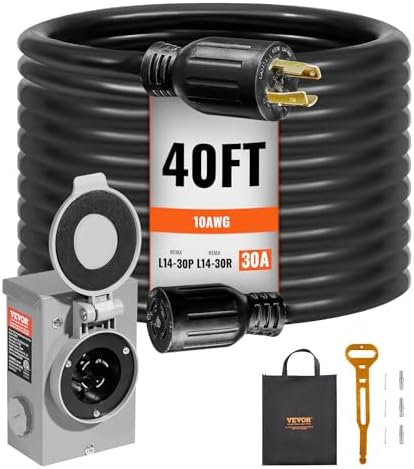 Amazon.com: VEVOR 50 Amp Generator Cord and Power Inlet Box Kit, 15FT ...